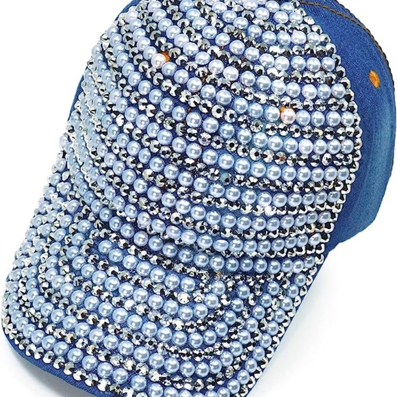 Accessories | Bling Baseball Cap For Women Fancy Denim Bejeweled Sun ...